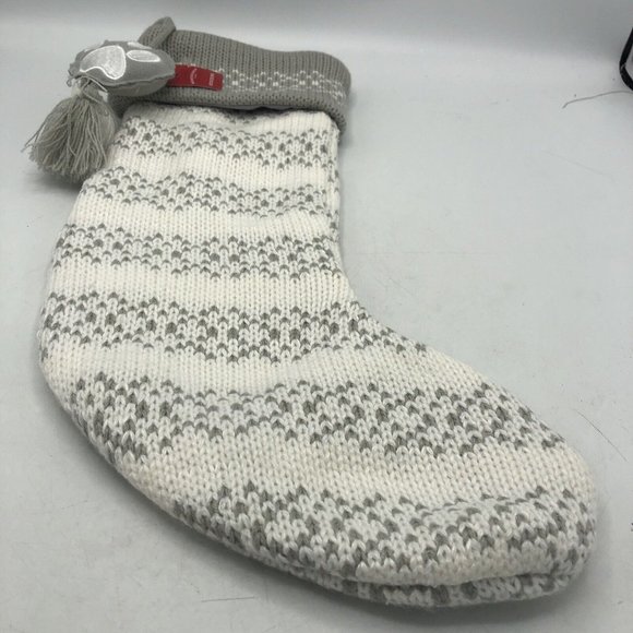 Other | Wondershop Knit Fair Isle Monogram Stocking Socks Graywhite ...